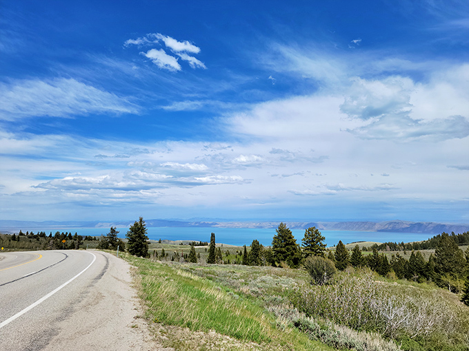 The approach that never gets old: rounding the bend to discover that yes, the lake really is that blue. Nature's welcome mat.