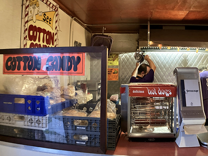 Cotton candy and hot dogs spinning in their warmers&mdash;the concession stand equivalent of Hollywood stars on the red carpet.