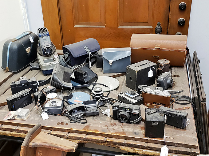Vintage cameras that once captured graduations, weddings, and awkward family portraits now wait patiently for their second act.