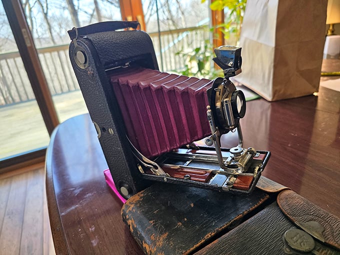 This vintage camera doesn't just take pictures—it captures history. From an era when "developing" meant chemicals, not downloading an app.