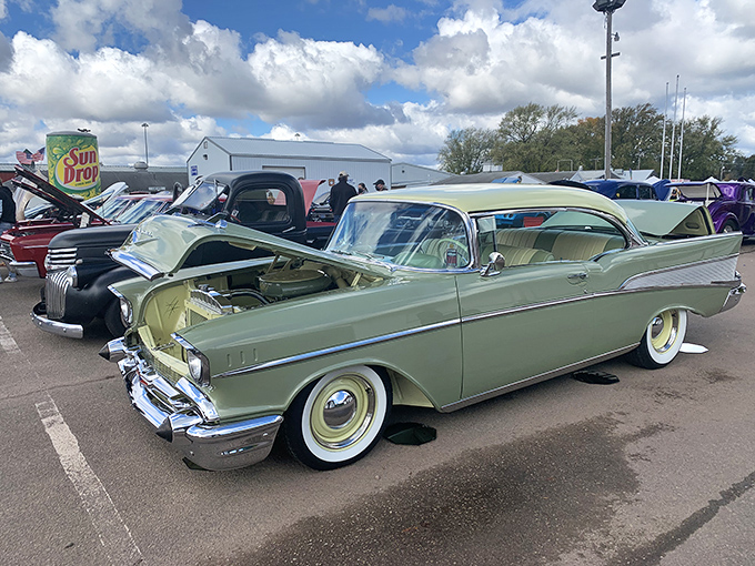 Detroit's finest hour, preserved in chrome and candy-colored paint. This mint-condition Chevy Bel Air isn't just a car &ndash; it's a time machine.