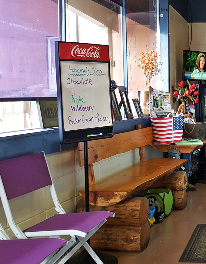 The specials board announces homemade pie options like breaking news&mdash;because in North Dakota, good dessert is headline-worthy.