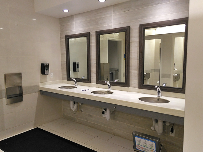 Even the restrooms at Tanger Outlets maintain the upscale vibe. Proof that attention to detail extends to every corner of the shopping experience.