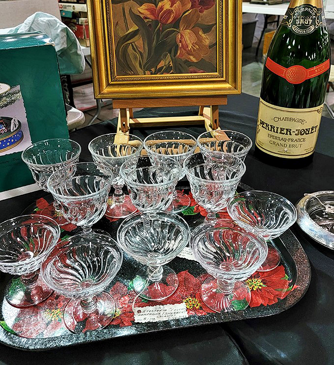 Crystal stemware that's seen more elegant parties than you have. These glasses are ready for their second act in your dining room.
