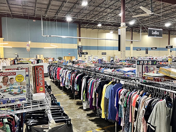 The ladies' section stretches to the horizon—board games to the left, fashion treasures straight ahead. Pace yourself, it's a marathon, not a sprint!