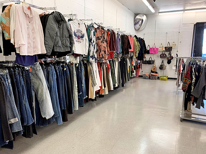 The denim wall rivals any mall store, minus the aggressive salespeople and heart-stopping price tags. Your next favorite jeans are waiting.