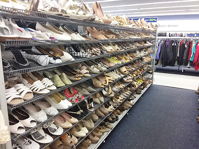 The women's shoe section stretches toward the horizon&mdash;a Cinderella story waiting to happen with every pair.