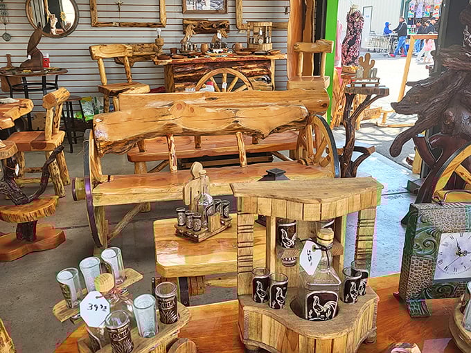 Rustic furniture that brings the mountain cabin aesthetic home &ndash; where every knot and grain tells a story.