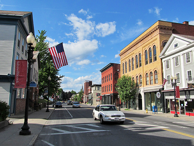 Adams' classic downtown stretches toward distant hills, offering scenic beauty that comes standard with affordable living.