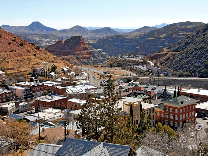 Historic buildings cascade down hillsides like a European village in the desert. Arizona's most unexpected architectural treasure!