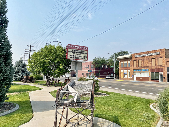 Blackfoot's small-town charm comes with small-town prices. That vintage sign reminds us that good value never goes out of style.