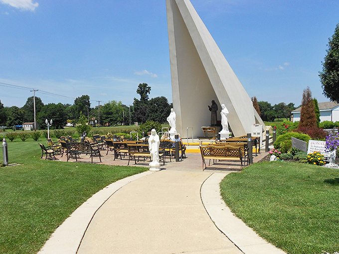 This peaceful outdoor chapel setting offers spiritual comfort in a town where your retirement dollars find true sanctuary.
