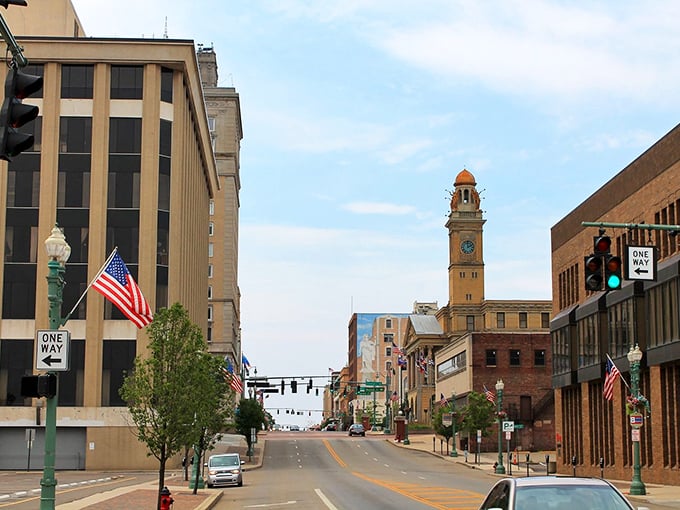 Canton's impressive downtown skyline features the iconic clock tower. Time moves slower here&mdash;just like your retirement dollars!