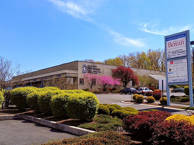 Care & Share's beautiful landscaping proves that thrift shopping can happen in surprisingly elegant surroundings.