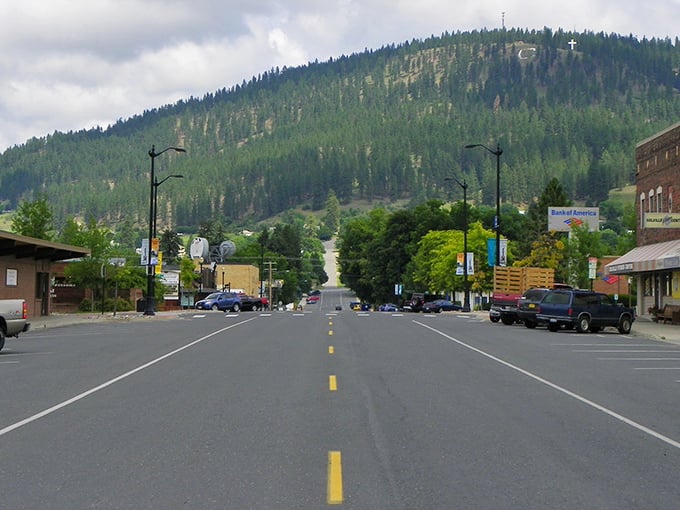 Colville's mountain-framed main street creates a picture-perfect setting where scenic beauty meets sensible spending.