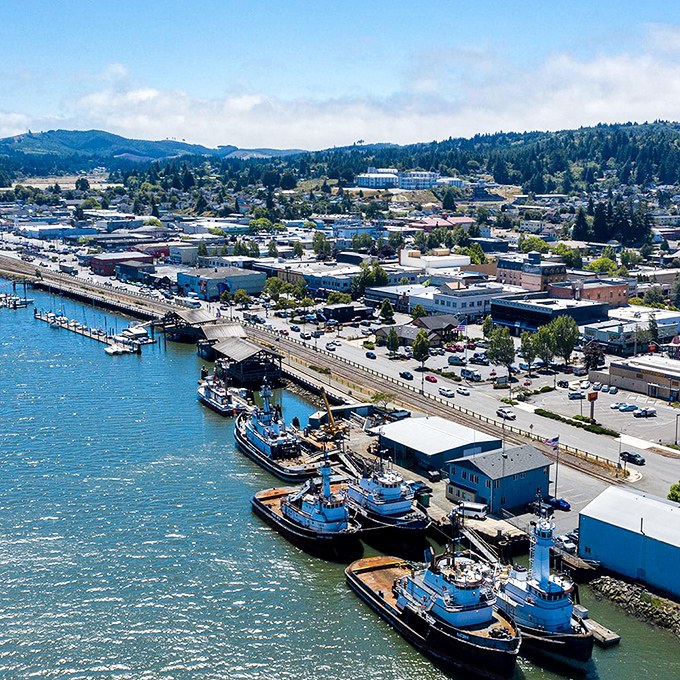 Coos Bay's working waterfront keeps it real - no fancy resort prices here, folks.