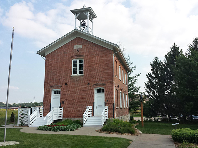 Coralville's historic schoolhouse stands as a testament to enduring values and enduringly reasonable living costs.