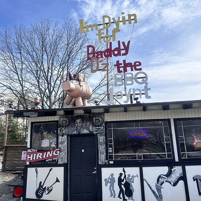 Colorful murals and quirky signage announce that serious barbecue can come with a healthy dose of personality and fun.