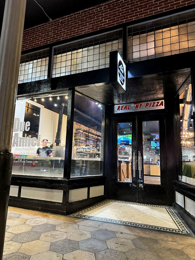 Due Amici's nighttime glow invites Tampa pizza lovers into a world of New York-style slices &ndash; the perfect Ybor City pit stop.