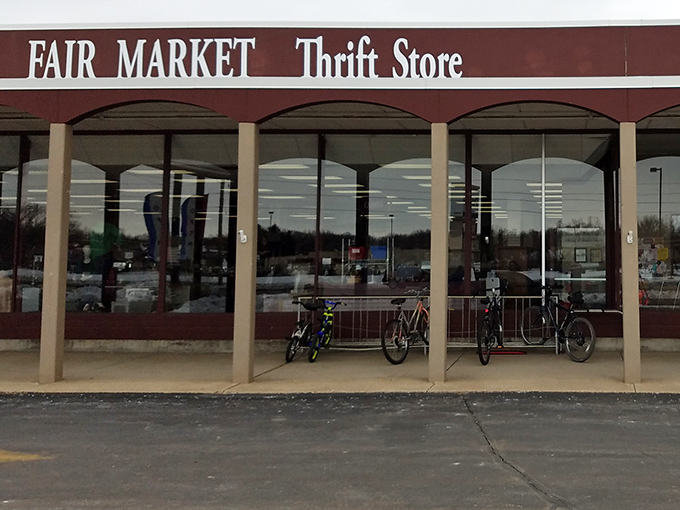 The wide windows of Fair Market offer glimpses of treasures inside, like a museum of affordable possibilities for the savvy shopper.