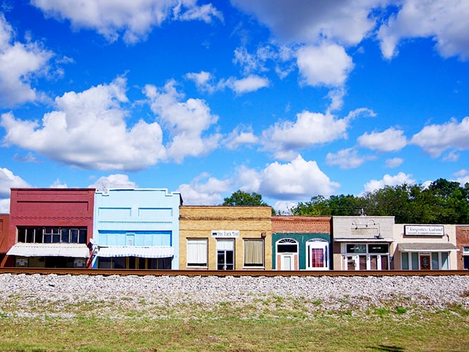 Falkville's colorful storefronts line up like a box of crayons ready to color your small-town dreams.