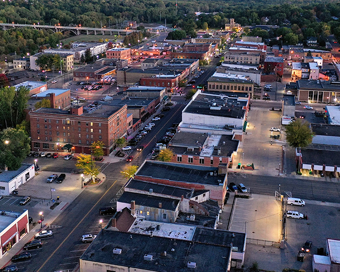 When the aerial view of the main streets are this inviting, every trip to town becomes a chance to reconnect with community.