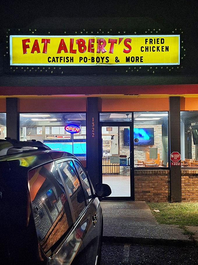When your late-night chicken cravings hit, that glowing yellow "Fat Albert's" sign becomes a beacon of deep-fried hope.
