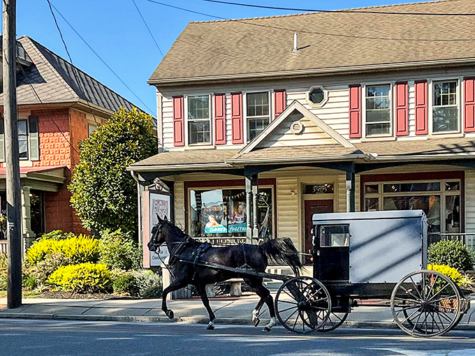 Intercourse, PA &ndash; where an Amish buggy passing quaint shops creates the perfect small-town postcard moment.