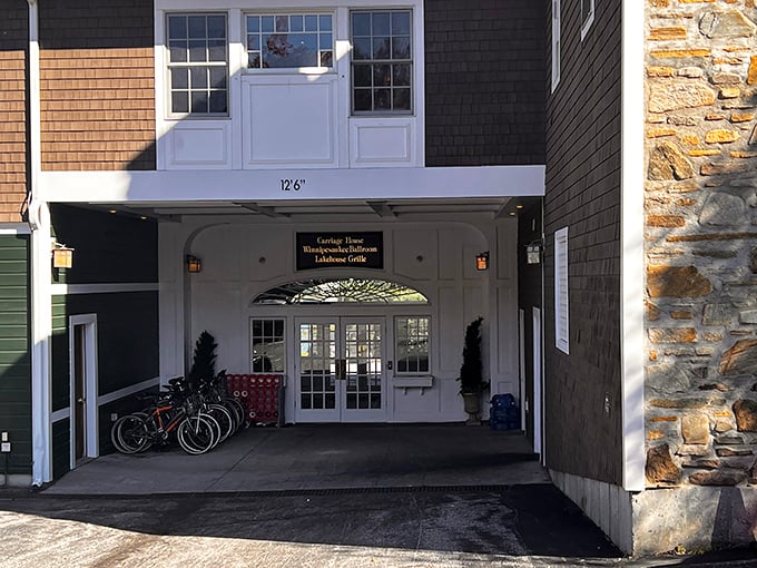 The Lakehouse Grille's stone-and-shingle elegance offers a hint of the upscale experience waiting inside. Dinner with a view, anyone?