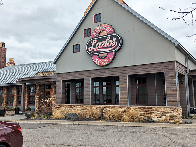 Modern brewery architecture where craft beer meets expertly grilled Nebraska beef selections.