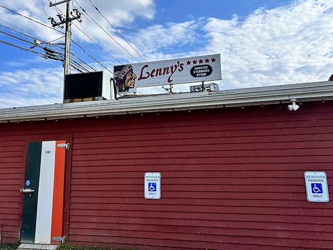 Lenny's weathered red exterior tells stories of generations who've discovered its seafood treasures.