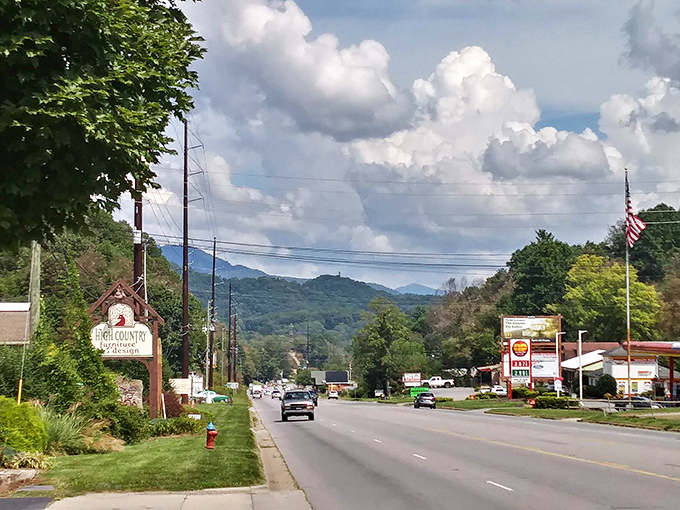 Maggie Valley's main drag offers that classic mountain town feel where every building seems to have a story worth hearing.