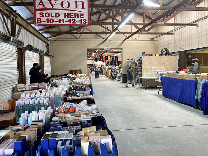 Avon calling! Miller's Flea Market's beauty section offers everything from soaps to lotions in a warehouse wonderland.