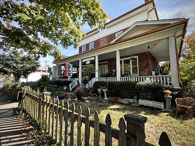 Nest Antiques occupies a gorgeous historic home where the garden is as inviting as the treasures inside.