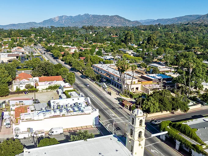 Ojai's downtown showcases its Spanish-influenced architecture against mountain backdrops. No filter needed for that famous "pink moment" sunset!