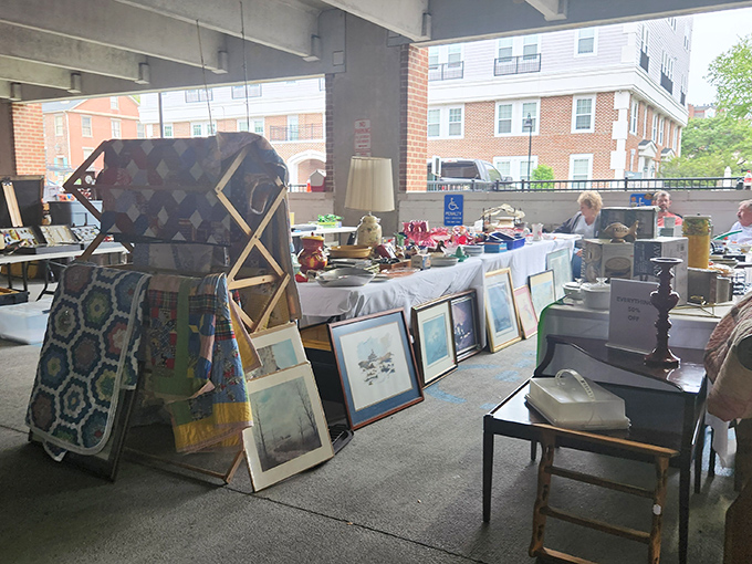 From above, Portsmouth's monthly market transforms pavement into a patchwork of possibility and potential purchases.