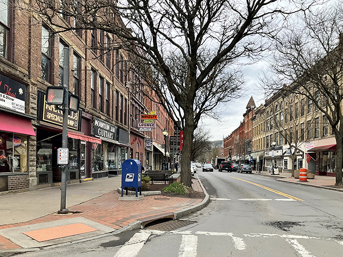 Downtown Oneonta offers a cozy mix of vintage charm and local flavor, with tree-lined streets perfect for a casual stroll.
