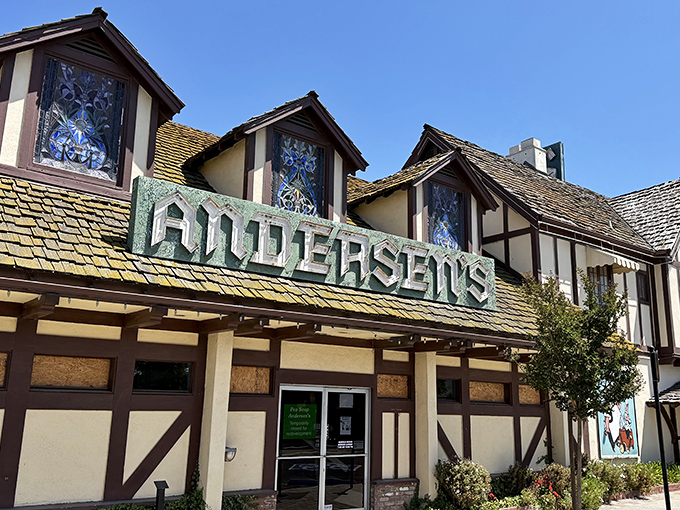 Pea Soup Andersen's distinctive Tudor-style building has been a landmark for hungry travelers since 1924.