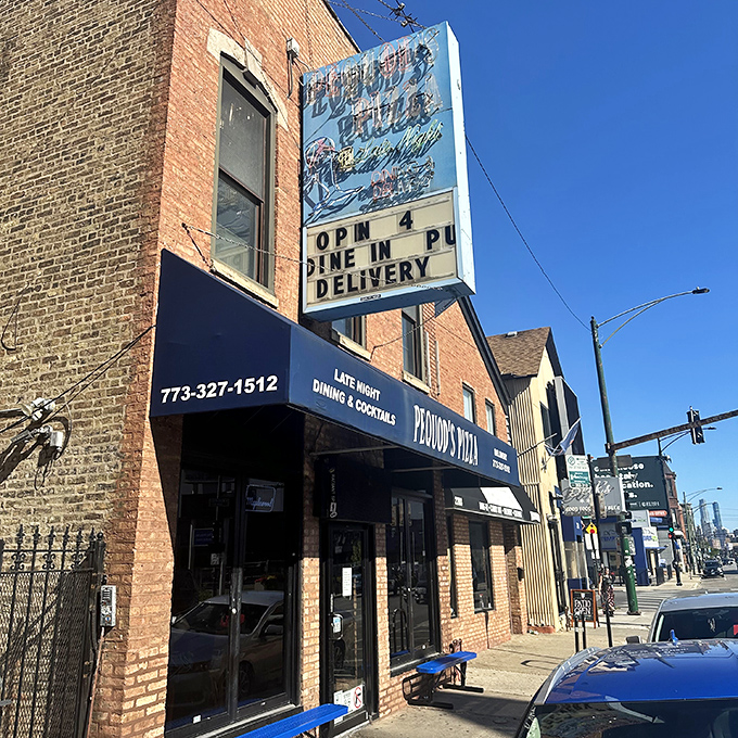 Pequod's unassuming brick facade gives no hint of the caramelized crust magic happening inside.