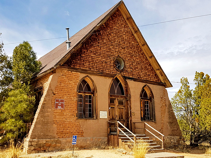 Pinos Altos' rustic church seems to grow organically from the landscape, its simple beauty a testament to frontier craftsmanship.