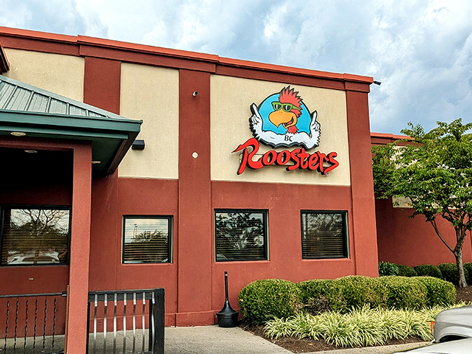 That cartoon rooster isn't just cute&mdash;he's bragging about the wing perfection waiting inside this family-friendly spot.