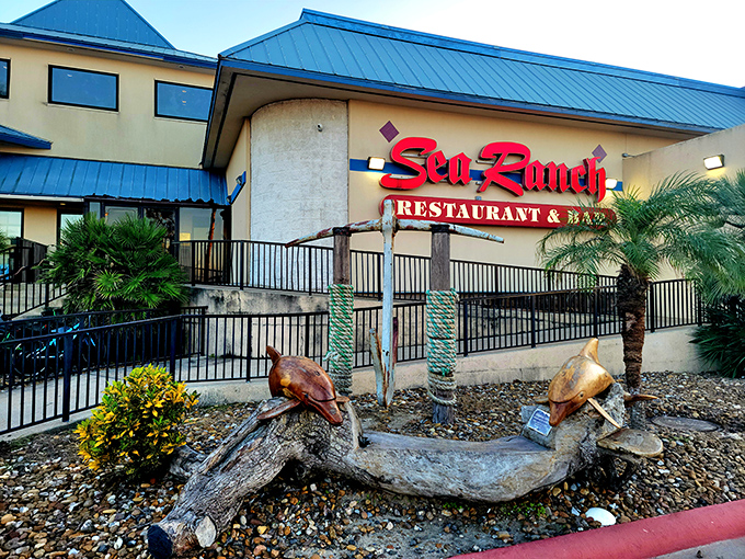 Sea Ranch's elegant exterior and nautical touches hint at the upscale seafood experience waiting inside.