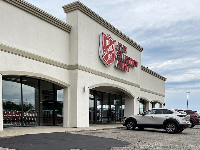 The Salvation Army's classic shield logo and clean architecture represent decades of trusted community service and great deals.