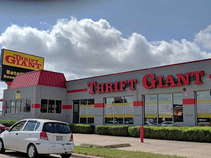 Thrift Giant lives up to its name with a storefront that promises serious shopping adventures ahead.