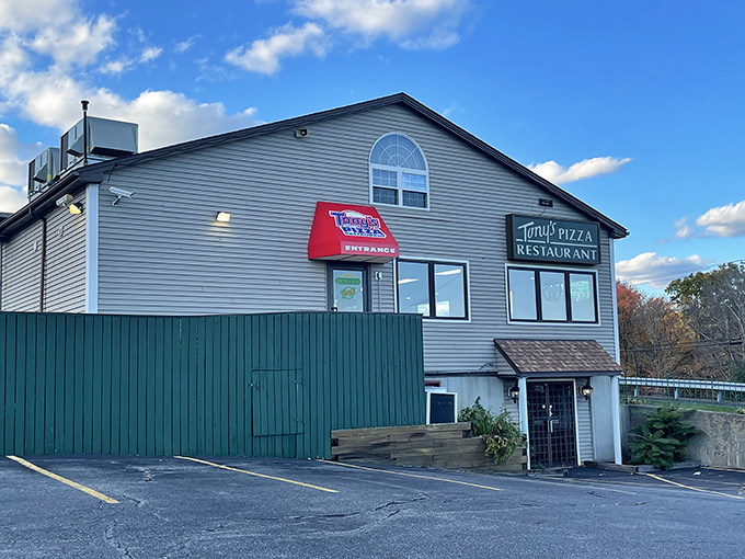 Tony's unassuming exterior perfectly captures the humble confidence of a place that knows its pizza rocks.