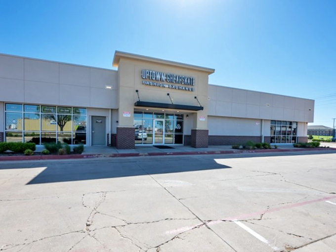 Sleek exterior design suggests upscale shopping experiences await inside - thrift stores have definitely evolved beyond expectations.