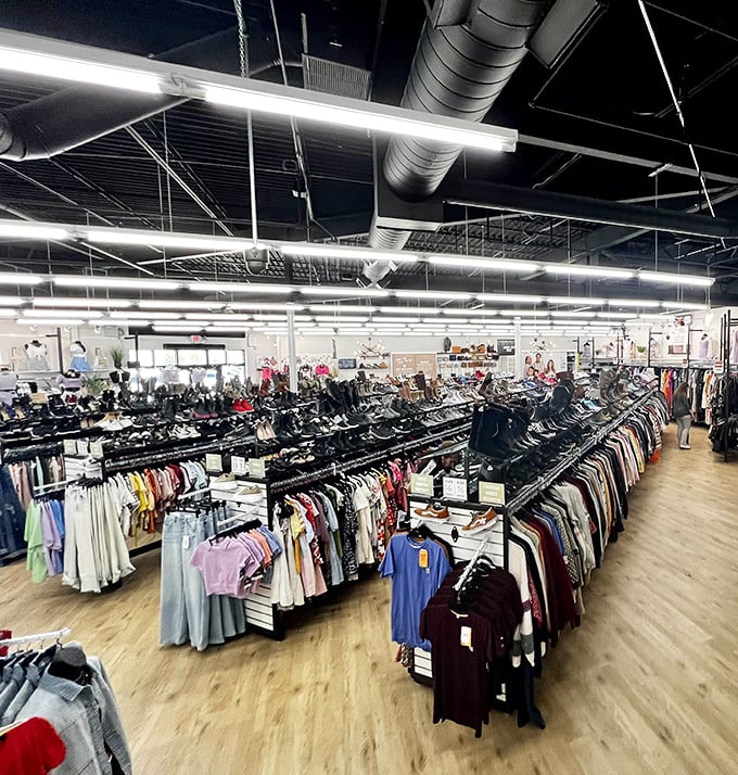 Uptown Cheapskate Oklahoma City elevates the thrift experience with its clean lines and boutique atmosphere.
