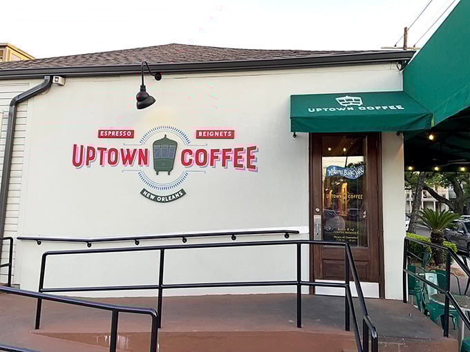 Clean white walls and green accents create that fresh, approachable vibe every neighborhood needs.