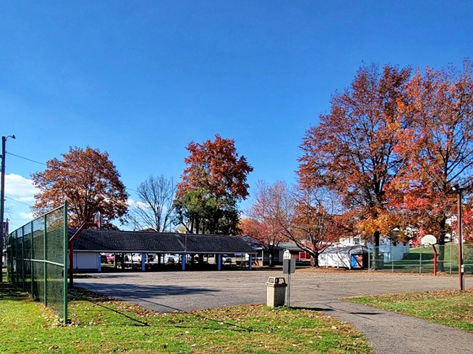 Autumn colors frame a baseball field where Friday night lights still mean something special.