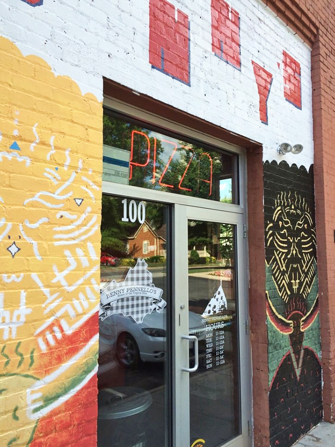 The artistic exterior matches the creative approach to pizza inside. Benny's isn't afraid to color outside the lines.